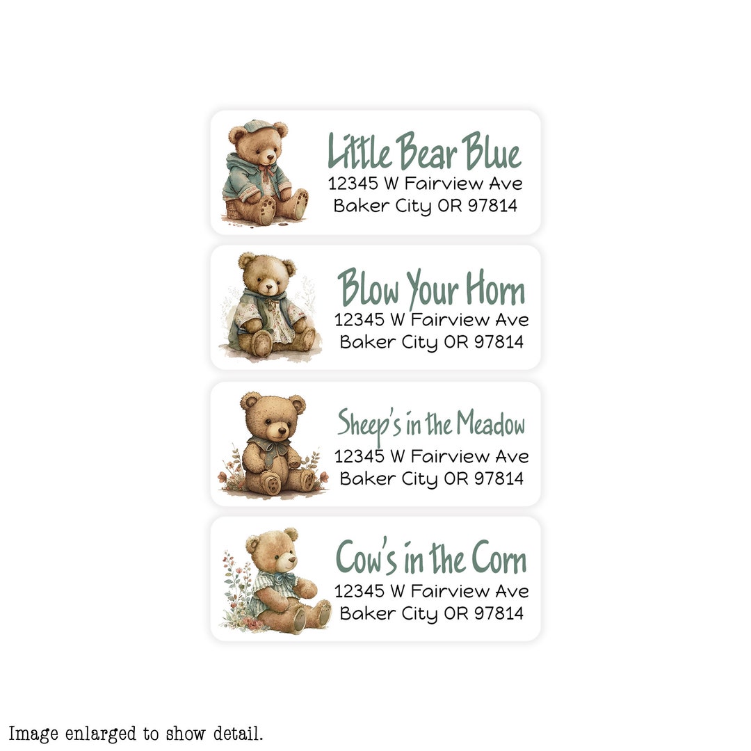 Watercolor Blue Boy Teddy Bear Address Labels or Envelope Stickers - Etsy