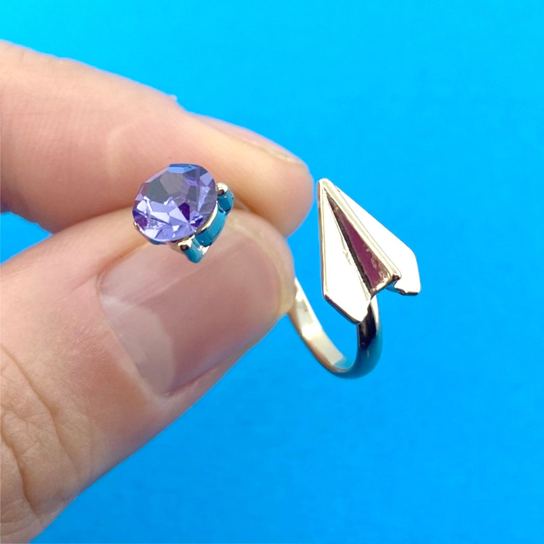 Travel Inspired Paper Airplane Shaped Aviation Themed Open Ring in Gold ...