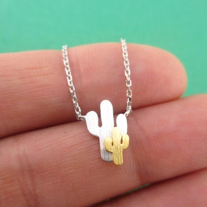 Miniature Saguaro Cactus Shaped Desert Vibes Themed Pendant Necklace in ...