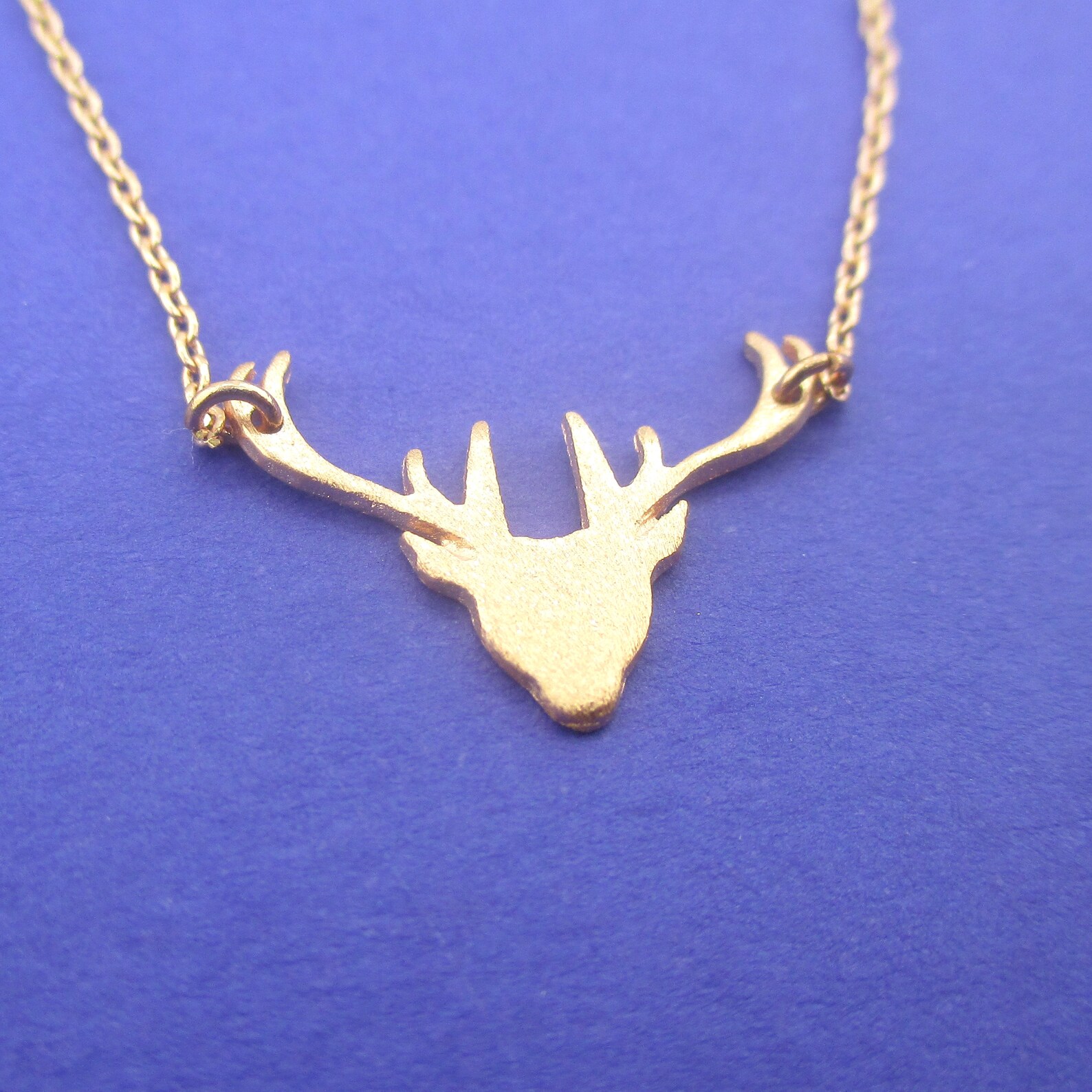 Stag Silhouette Deer Shaped Animal Charm Necklace in Gold Silver or ...