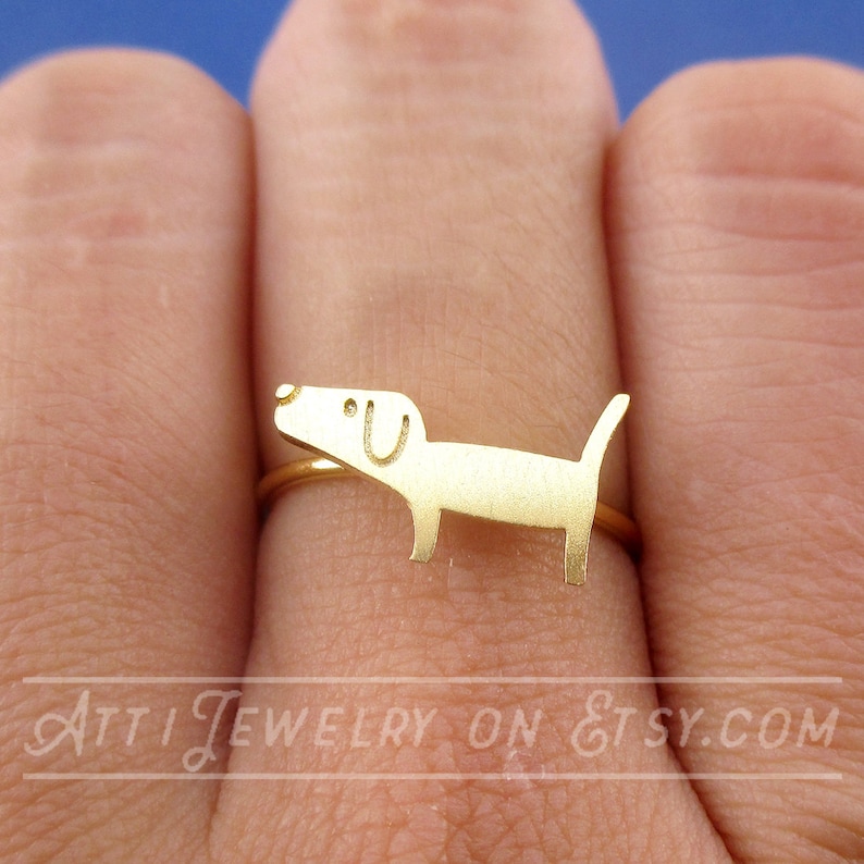 Minimal Dachshund Wiener Dog Shaped Adjustable Ring in Gold or - Etsy