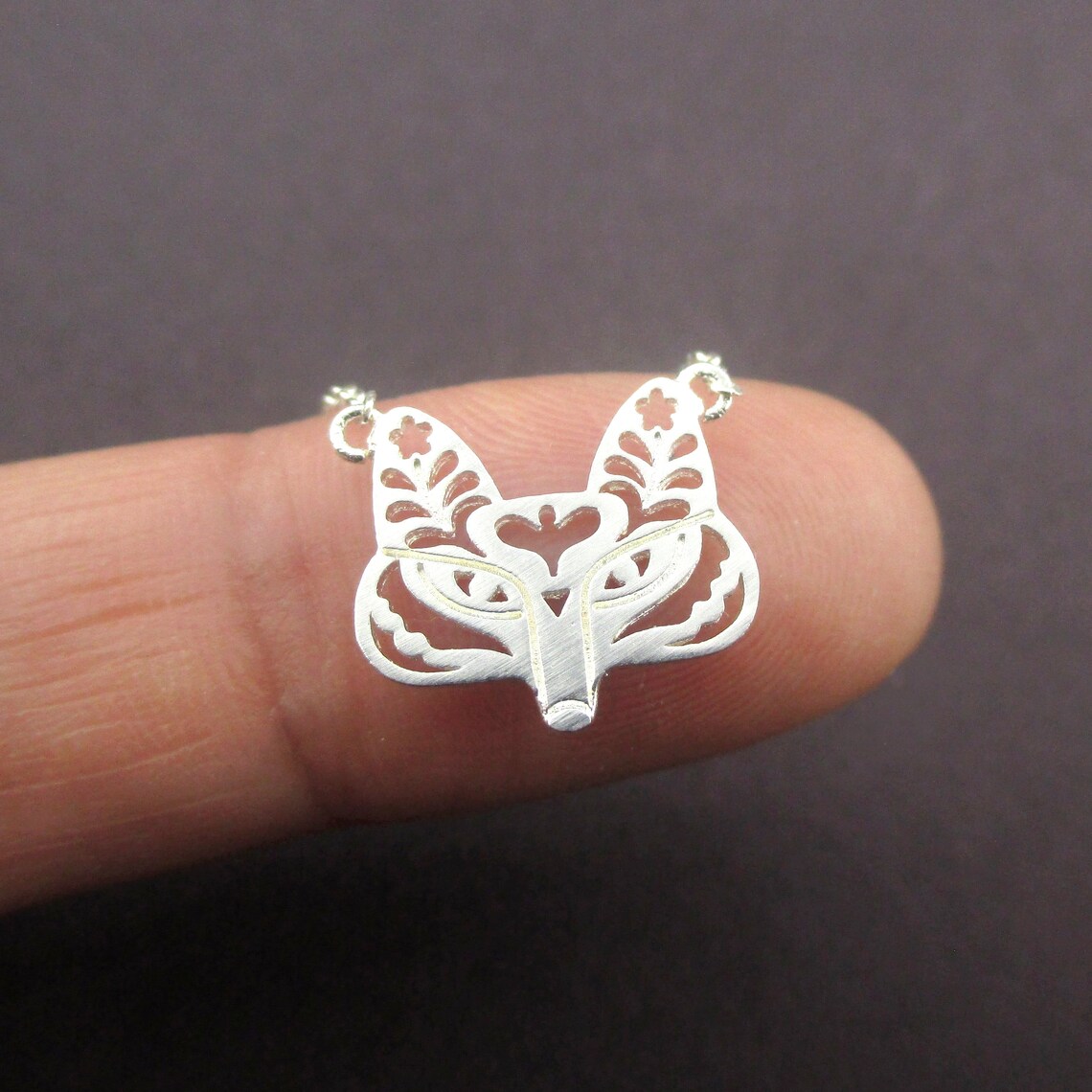 Fox Face With Floral Filigree Cut Out Shaped Animal Charm - Etsy