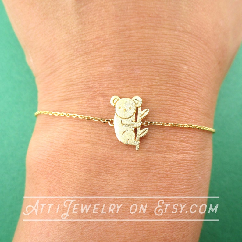 Small Koala Bear and Branch Shaped Animal Charm Bracelet in - Etsy