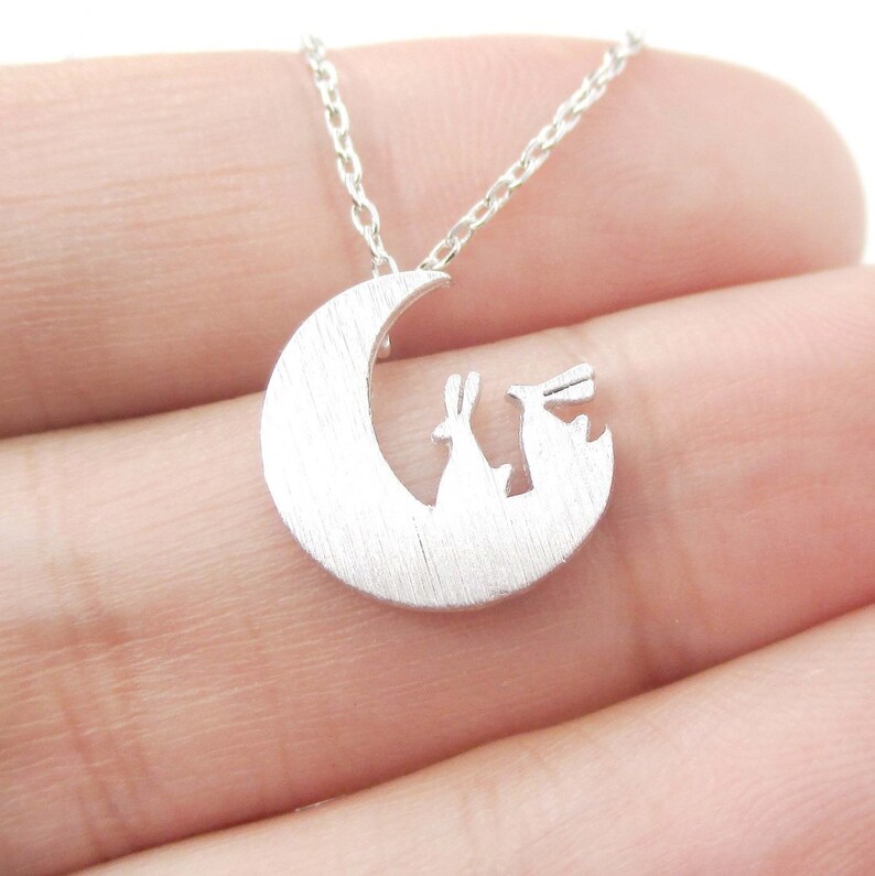 Bunnies on the Moon Silhouette Rabbit Shaped Animal Charm - Etsy Canada
