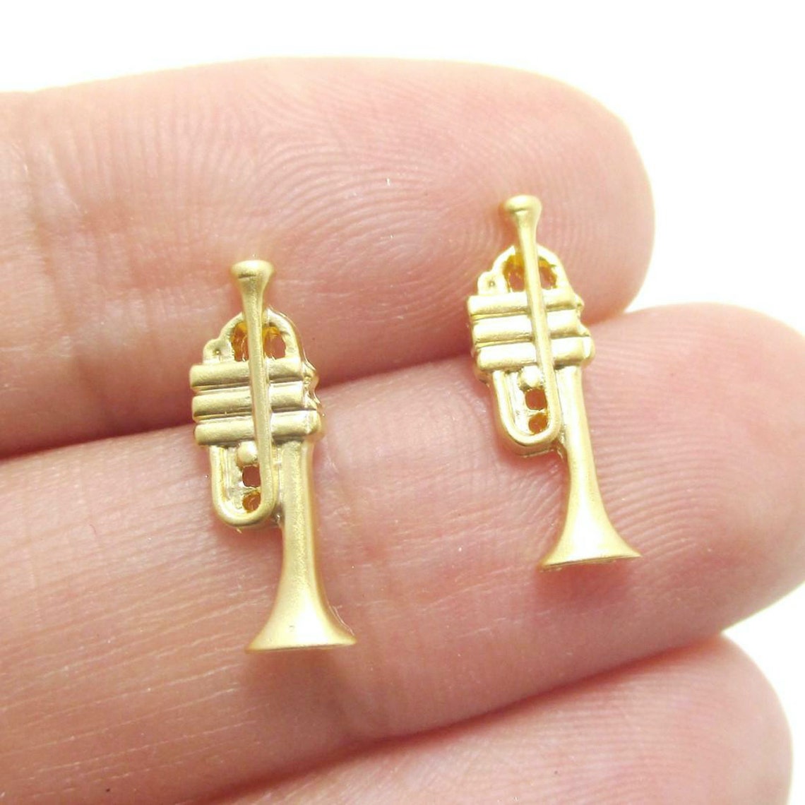 Musical Themed Miniature Trumpet Shaped Allergy Free Stud | Etsy