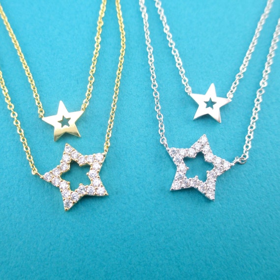 Rhinestone Star Shaped Multi-strand Two Layered Pendant | Etsy