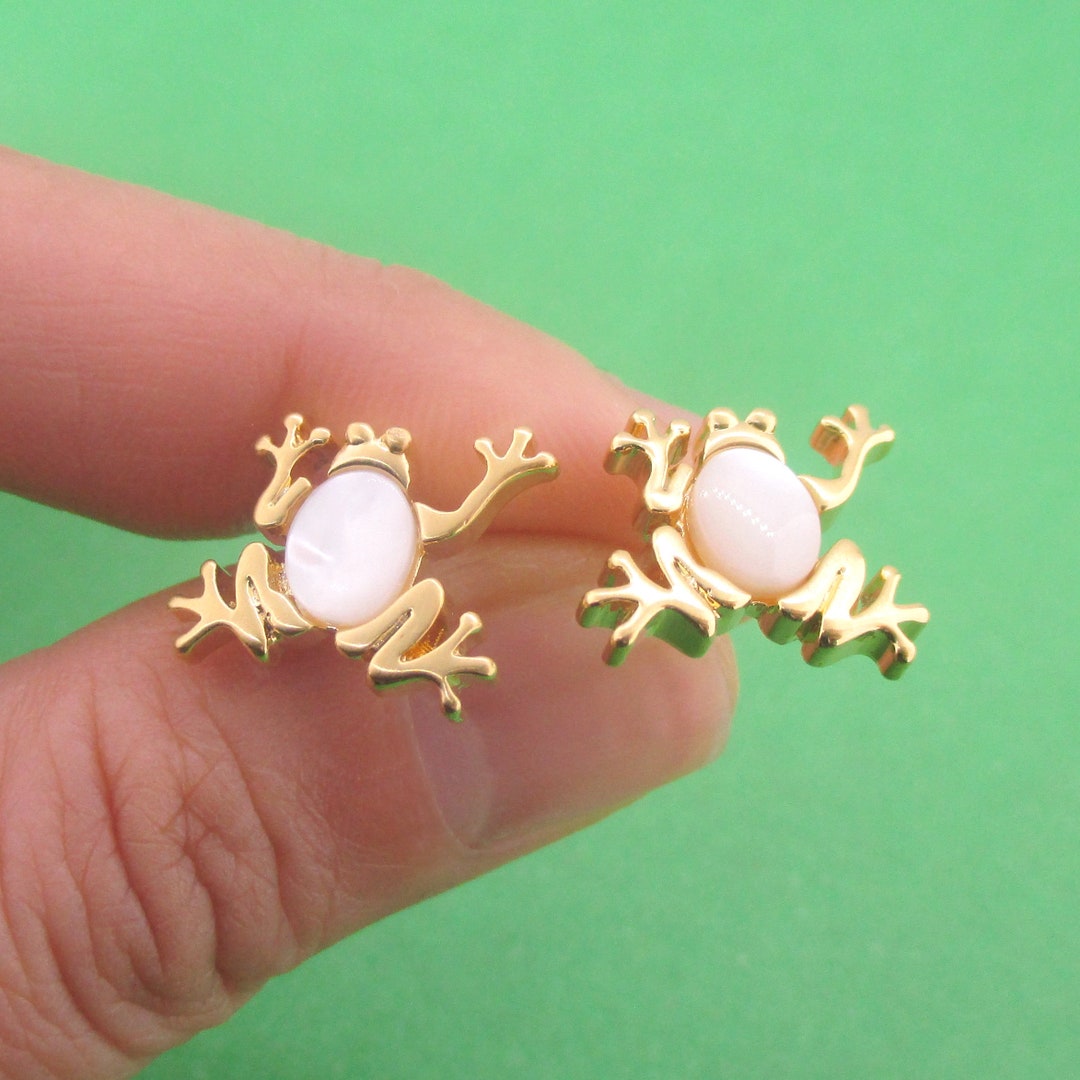 Toadly Awesome Frog Shaped Stud Earrings in Gold | Minimal Handmade ...