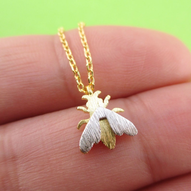 3D Housefly Insect Bug Fly Shaped Pendant Necklace in Gold or - Etsy