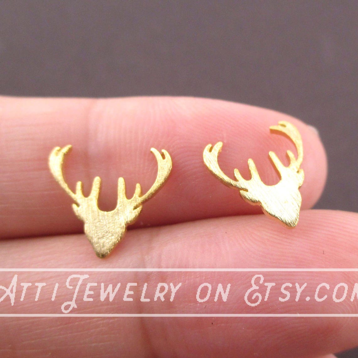 Stag Silhouette Deer Shaped Animal Allergy Free Stud Earrings - Etsy