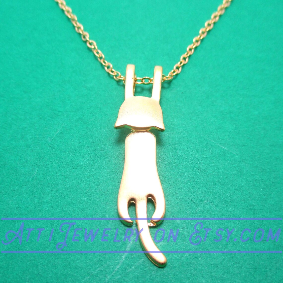 Minimal Kitty Cat Hanging From the Chain Pendant Necklace in - Etsy