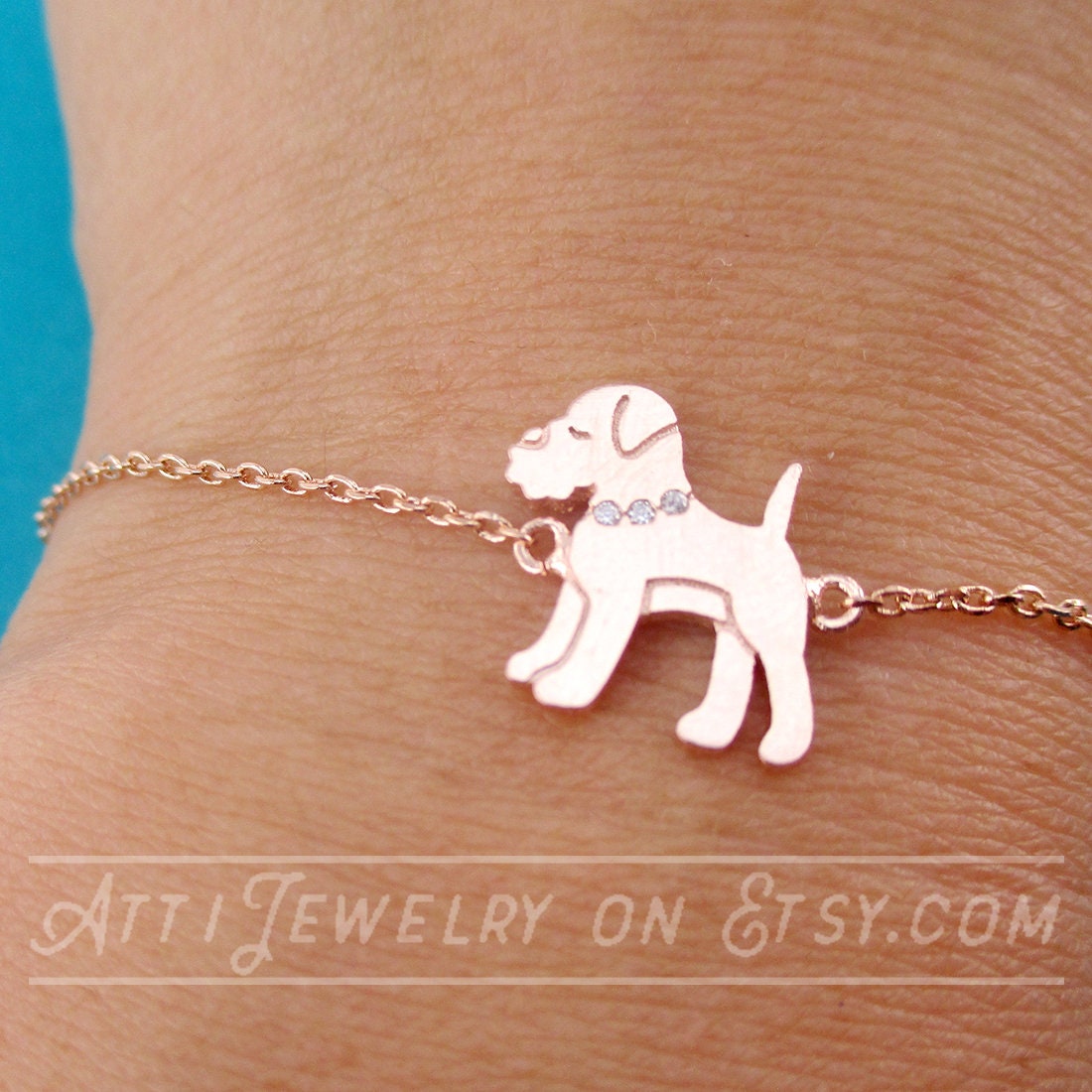 Super Cute Schnauzer Dog Shaped Charm Bracelet in Gold Rose | Etsy