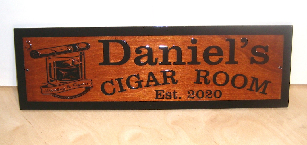 Personalized Cigar Bar Sign Smoking Room Engraved Wood Rustic Plaque - Etsy