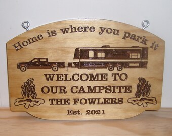 Personalized Wood Sign Camp Camper RV Family Name Any Text. V CARVED ...