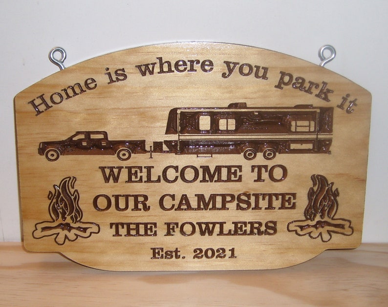 Personalized Wood Sign Camp Camper RV Family Name Any Text. Engraved ...