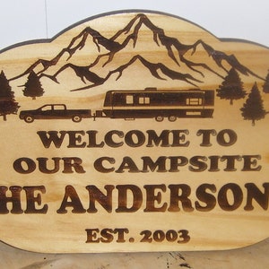 Personalized Wood Sign Camp Camper RV Family Name Any Text. Engraved ...