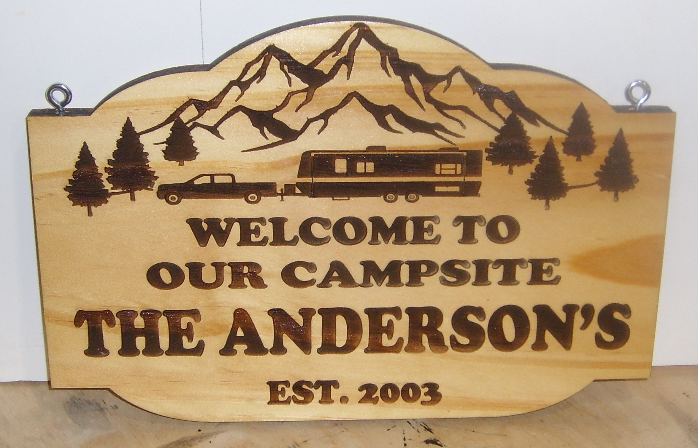 Personalized Wood Sign Camp Camper RV Family Name Any Text. Engraved ...