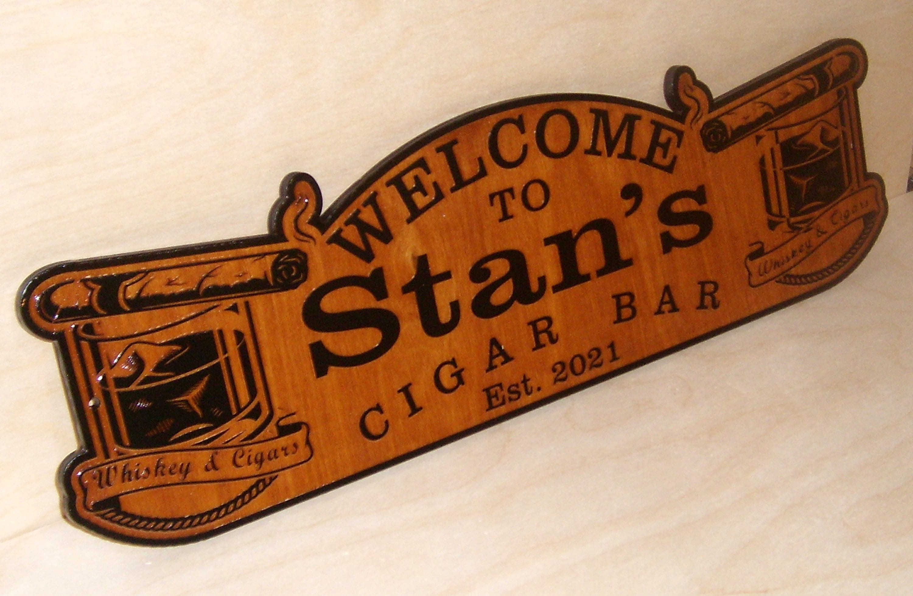 Personalized Cigar Bar Sign Smoking Room Laser Engraved Rustic - Etsy