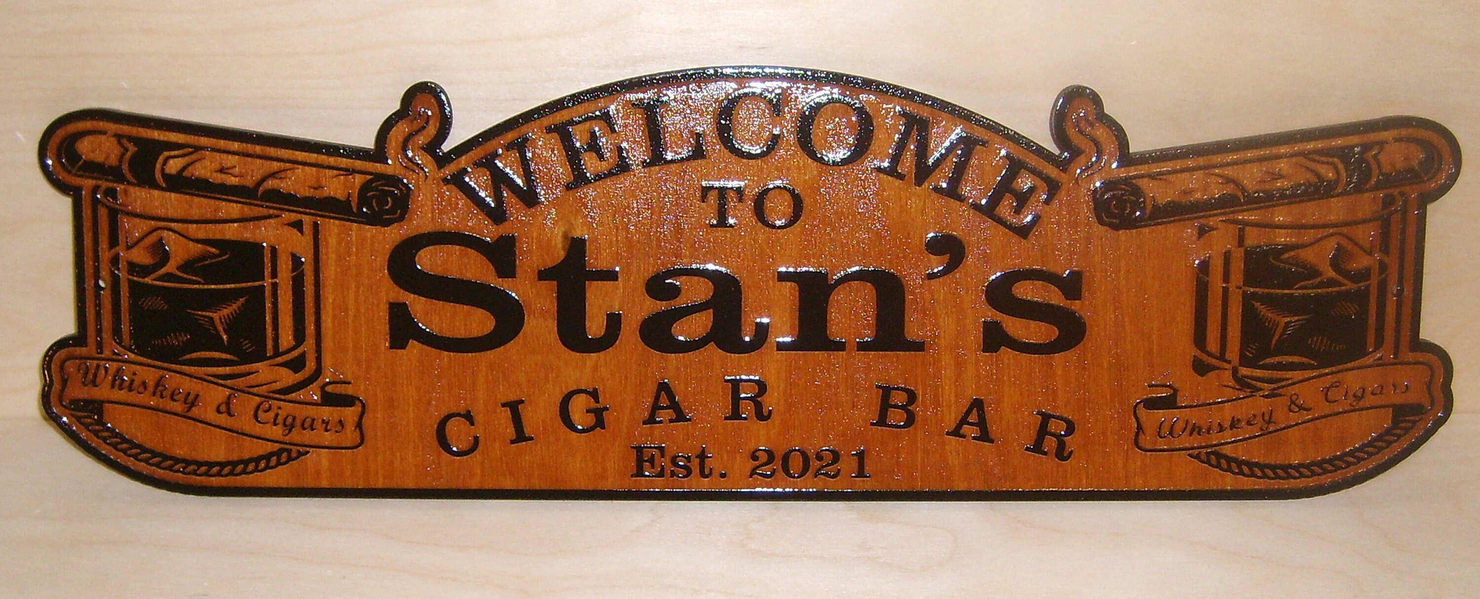 Personalized Cigar Bar Sign Smoking Room Laser Engraved Rustic - Etsy
