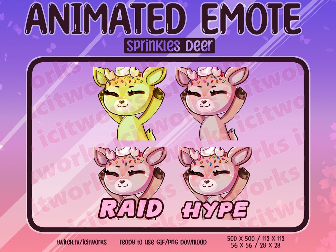 Animated Deer Fawn Dessert Sprinkles Twitch Emote Chibi Whipped Cream ...