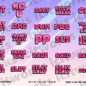 102 Discord Pink Text Emotes Set - Funny and Silly Words Sayings Memes ...