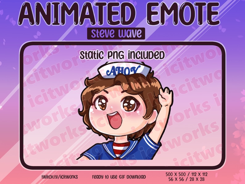 Steve Harrington Wave Waving Greeting Animated Scoops Ahoy Chibi Twitch ...