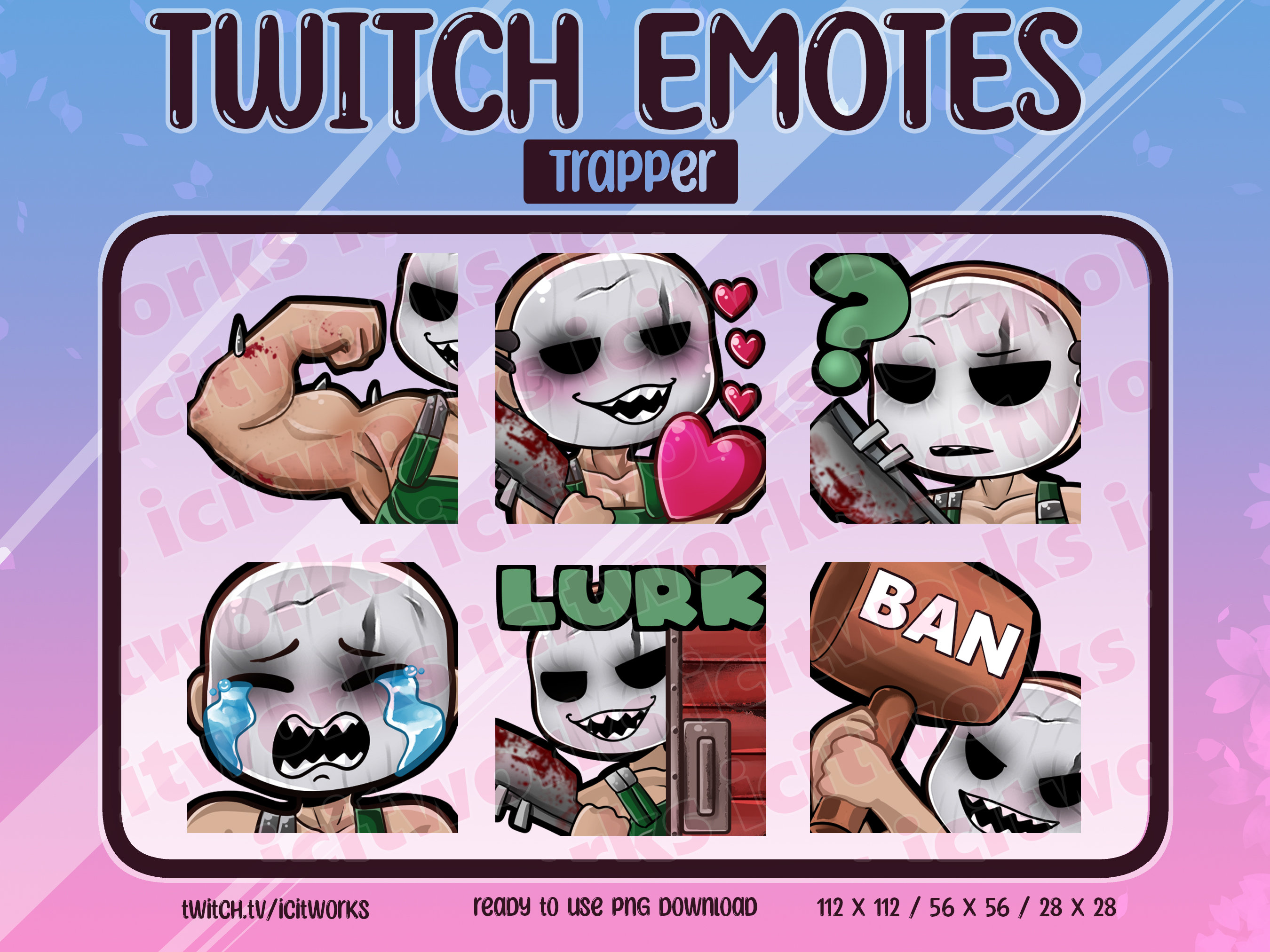 Trapper Chibi Cute Twitch Emotes Set DBD Dead by Daylight Killer Main ...