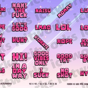 102 Discord Pink Text Emotes Set - Funny and Silly Words Sayings Memes ...