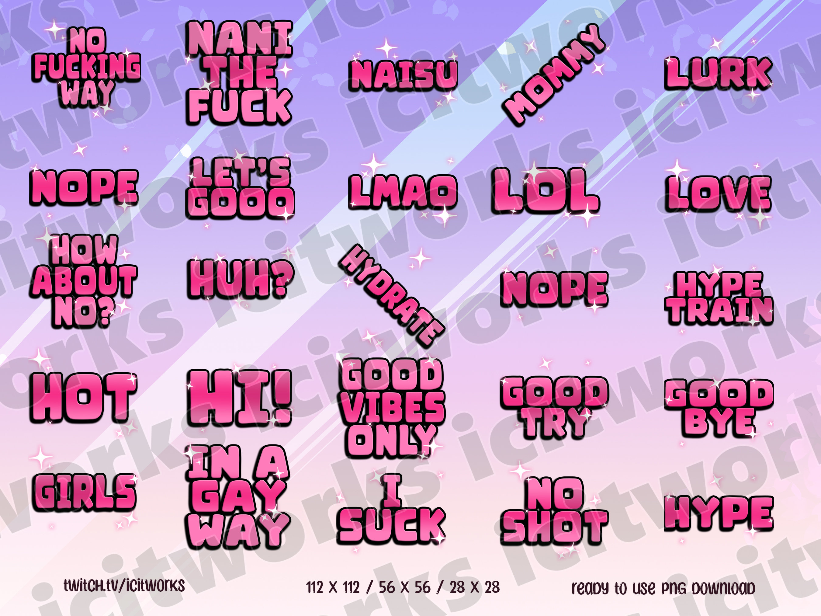 102 Discord Pink Text Emotes Set - Funny and Silly Words Sayings Memes ...