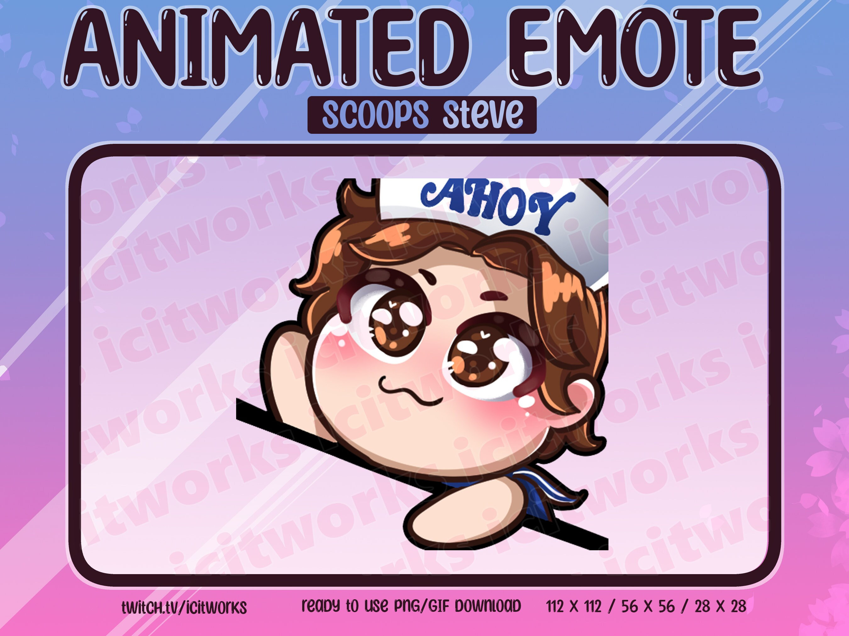 Steve Harrington Bongo Cat Animated Scoops Ahoy Chibi Twitch Emote GIF ...