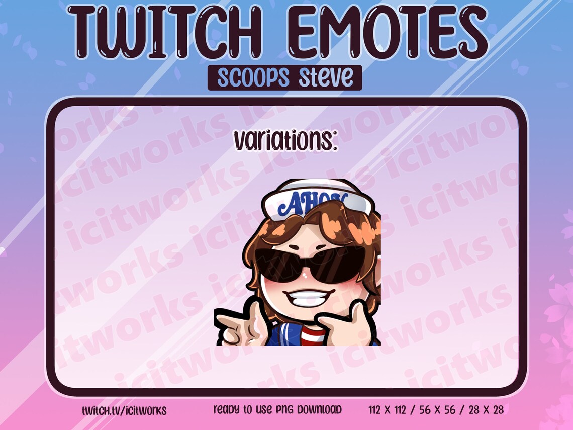 Steve Harrington Chibi Cute Twitch Emotes Set of 6 Scoops Ahoy Skin Set ...