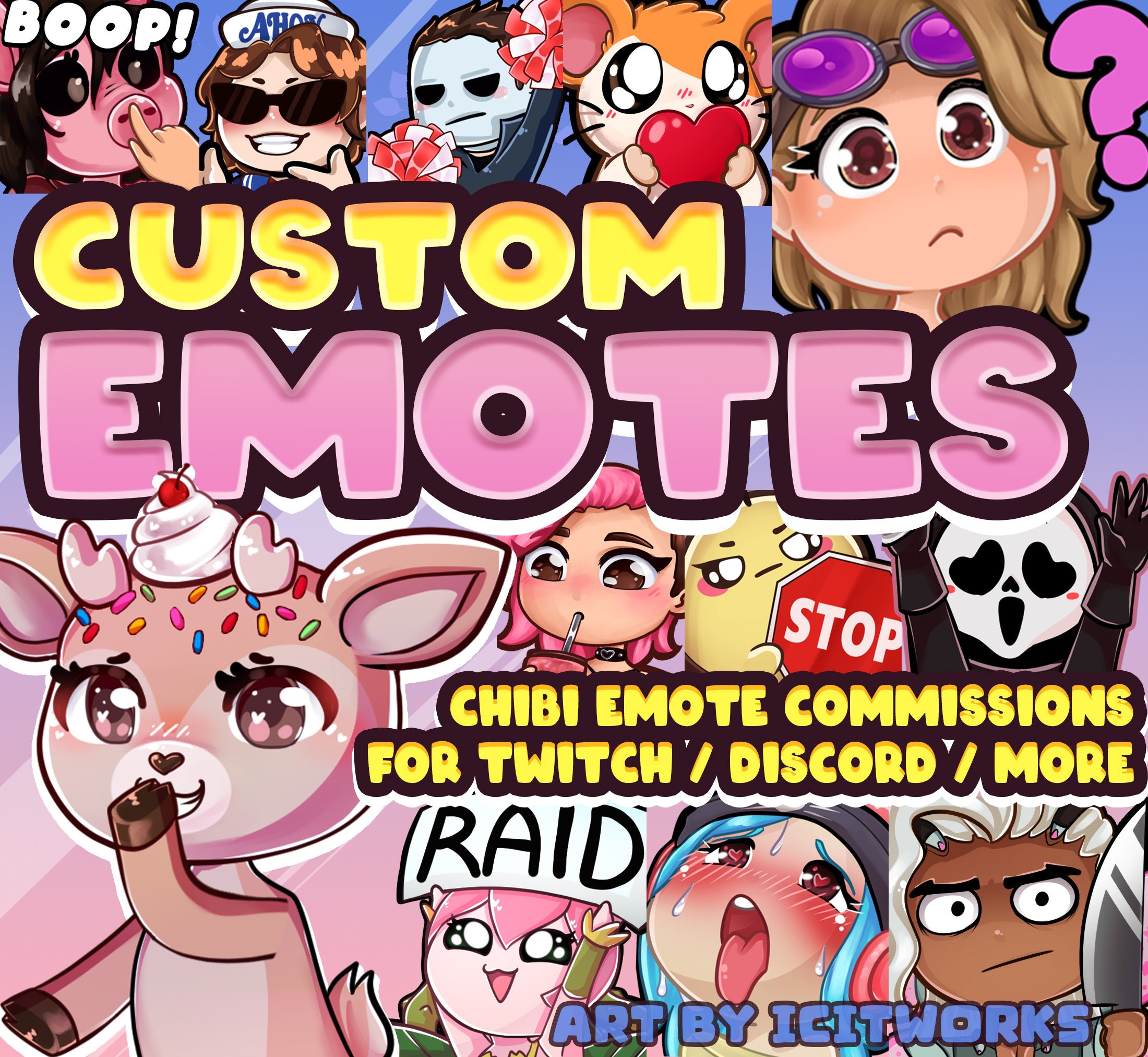 Custom Chibi Emote Twitch Sub Emotes Static Emojis Commission ...