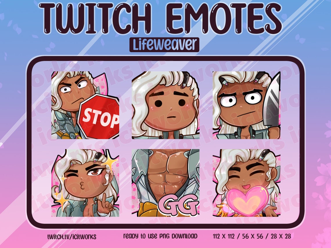 Lifeweaver Overwatch 2 Twitch Emotes Set of 6 Kawaii Chibi Healer ...