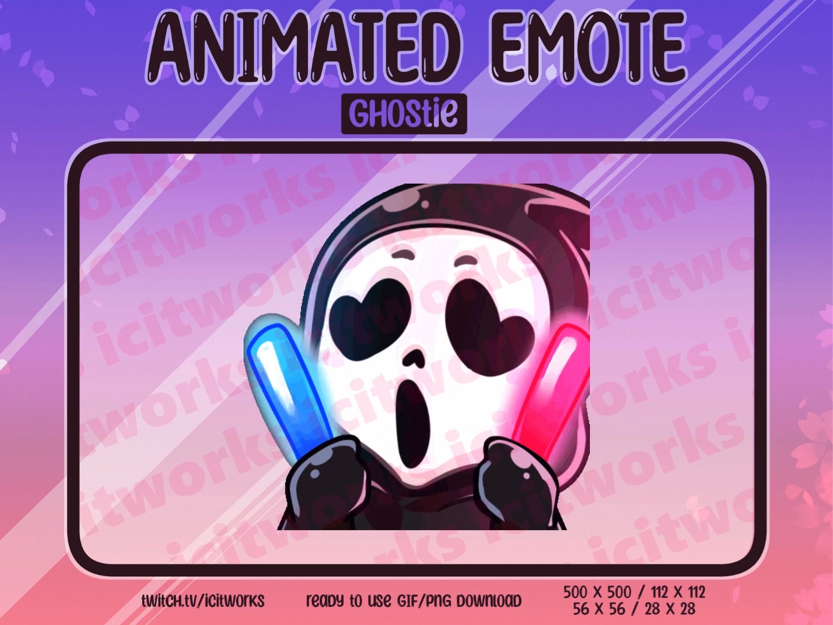 Ghost Face Animated Dancing Rave Dance Glowsticks Colorful Twitch Emote ...