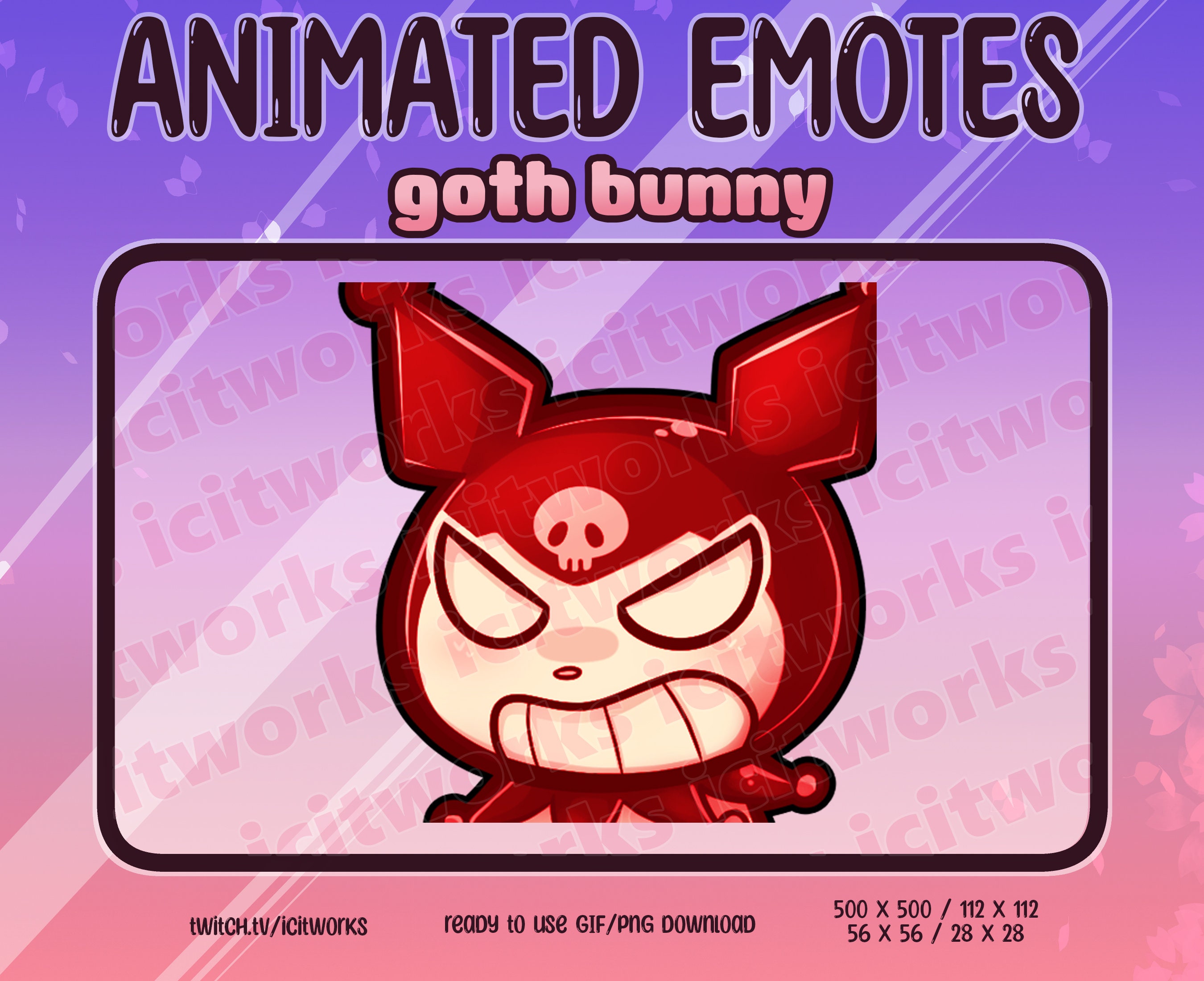 Angry Rage Animated Emote Discord Twitch Emoji Gothic Bunny Plush ...