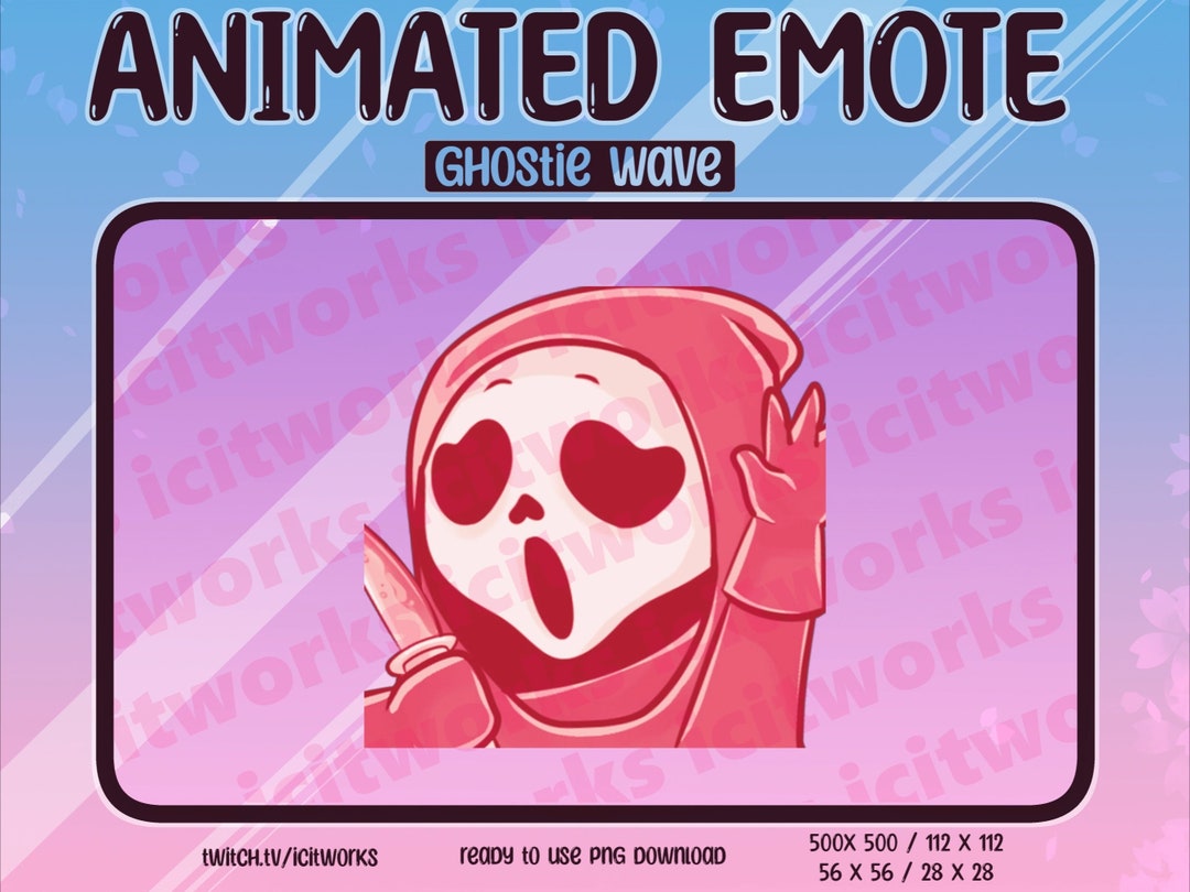 Pink Ghost Face Animated Twitch Emote Waving Wave Greeting GIF DBD - Etsy