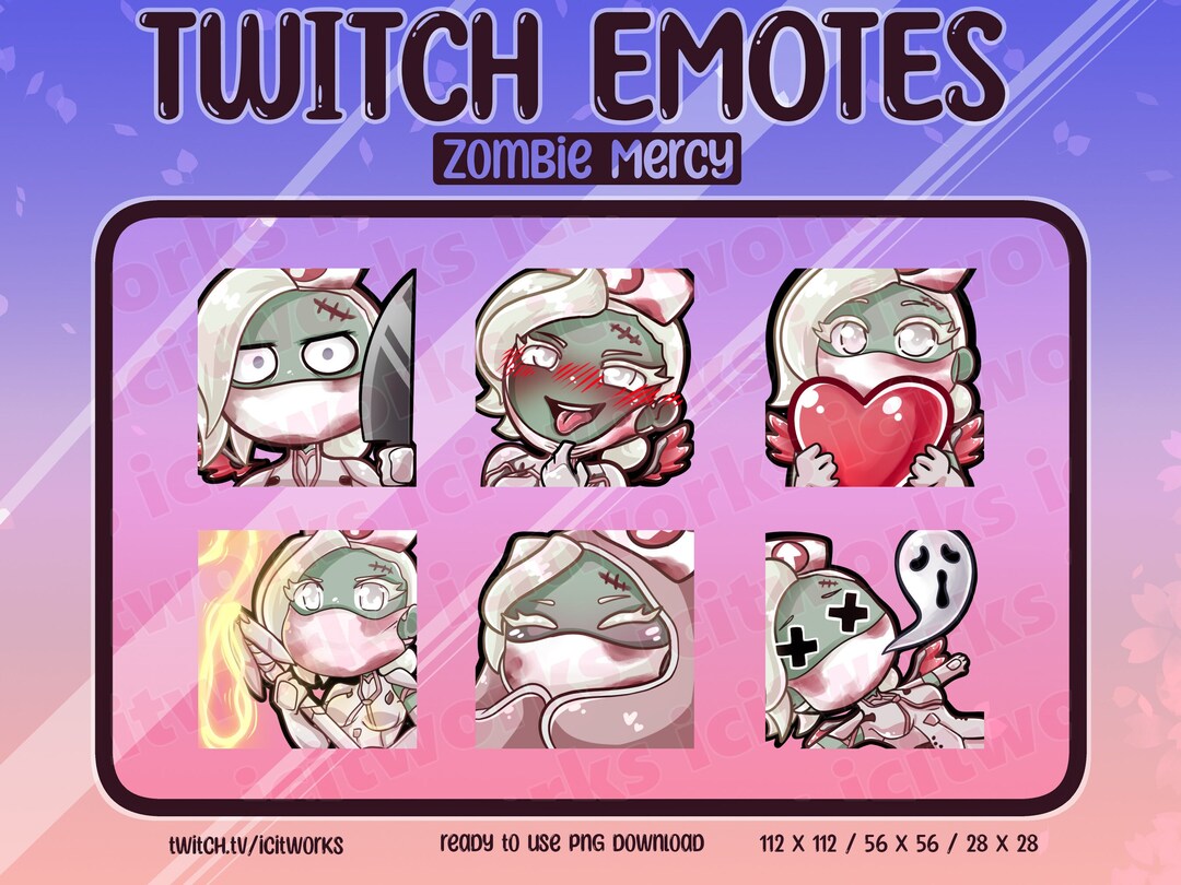Mercy Zombie Doctor Nurse Overwatch 2 Twitch Emotes Set of 6 Kawaii ...
