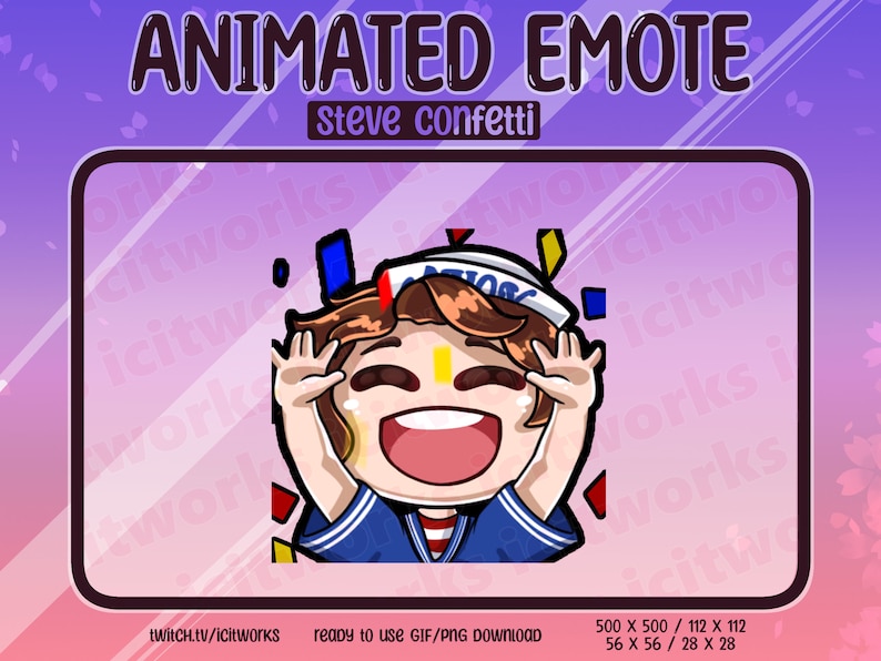 Steve Harrington Confetti Animated Scoops Ahoy Chibi Twitch Emote GIF ...