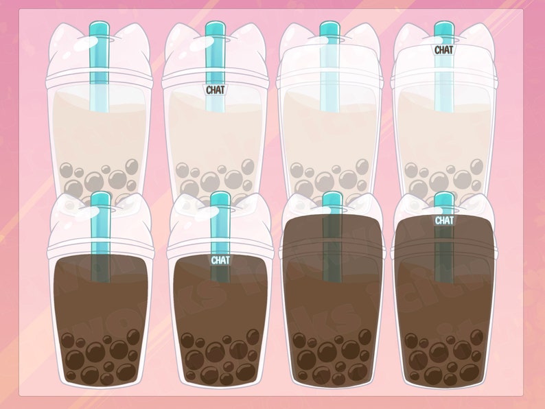 Twitch Stream Package Animated Assets Boba Cat Kawaii Layout - Etsy