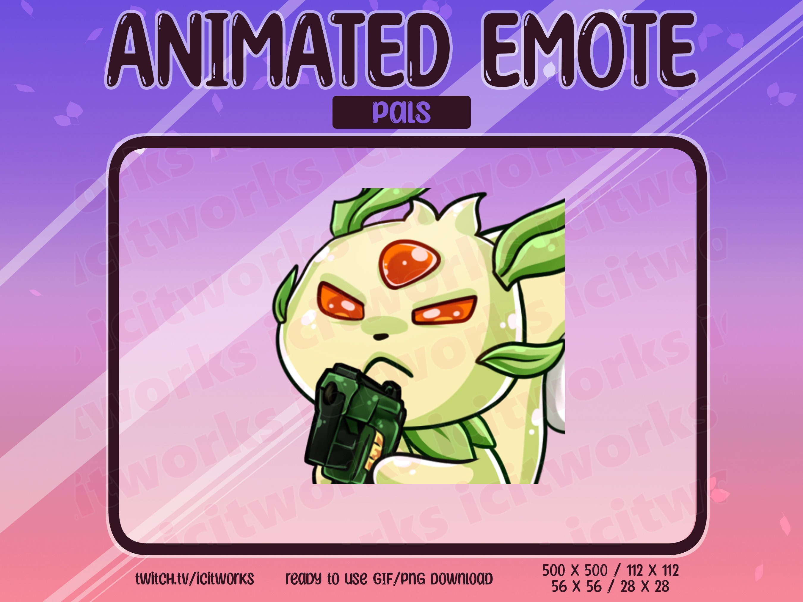 Lifmunk Palworld ANIMATED Emote Gun Funny Cute Chibi Violent Emoji ...