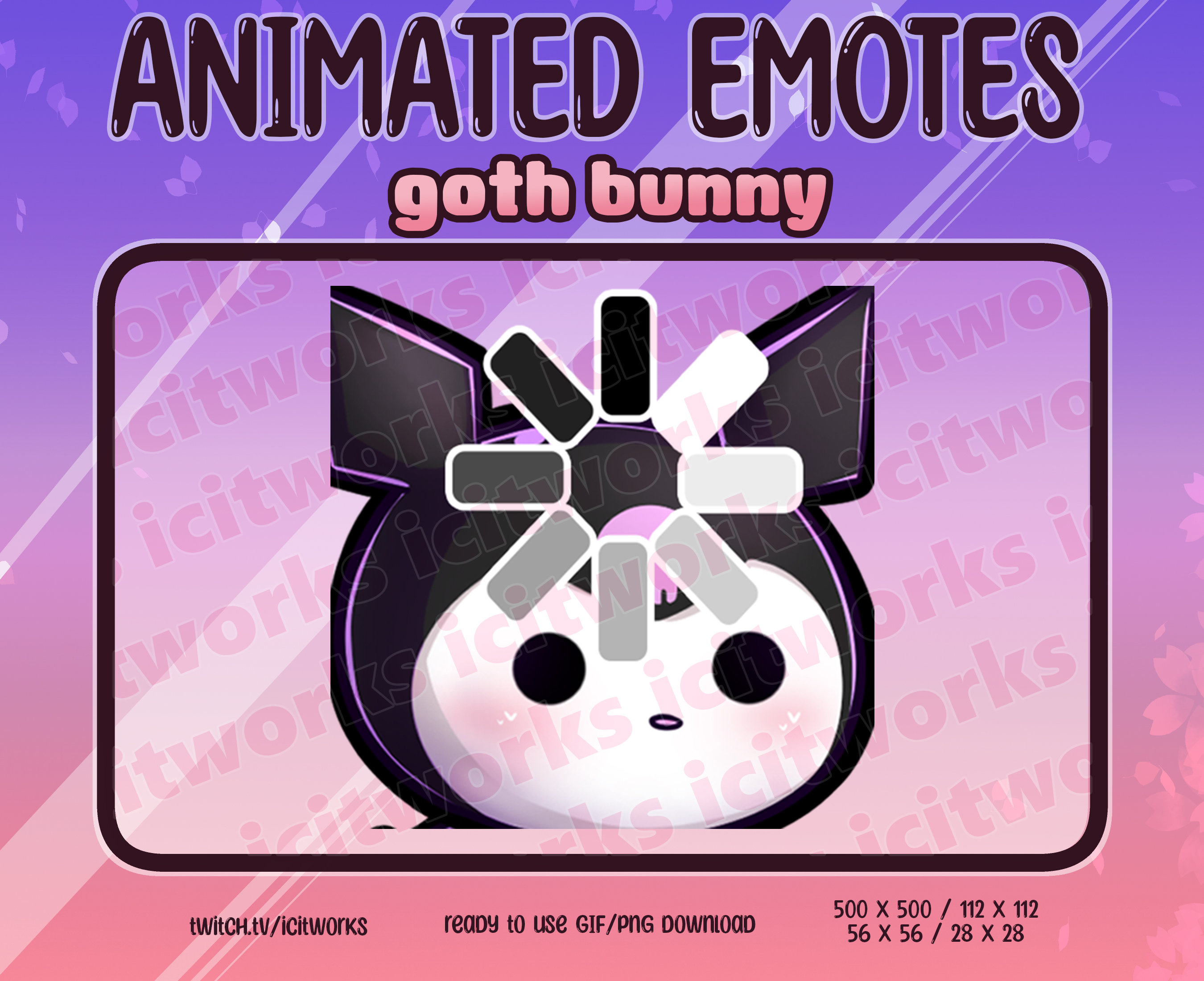 Buffering Animated Emote Discord Twitch Emoji Gothic Bunny Plush Rabbit ...
