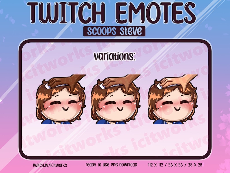 Steve Harrington Chibi Cute Twitch Emotes Set of 6 Scoops Ahoy Skin Set ...