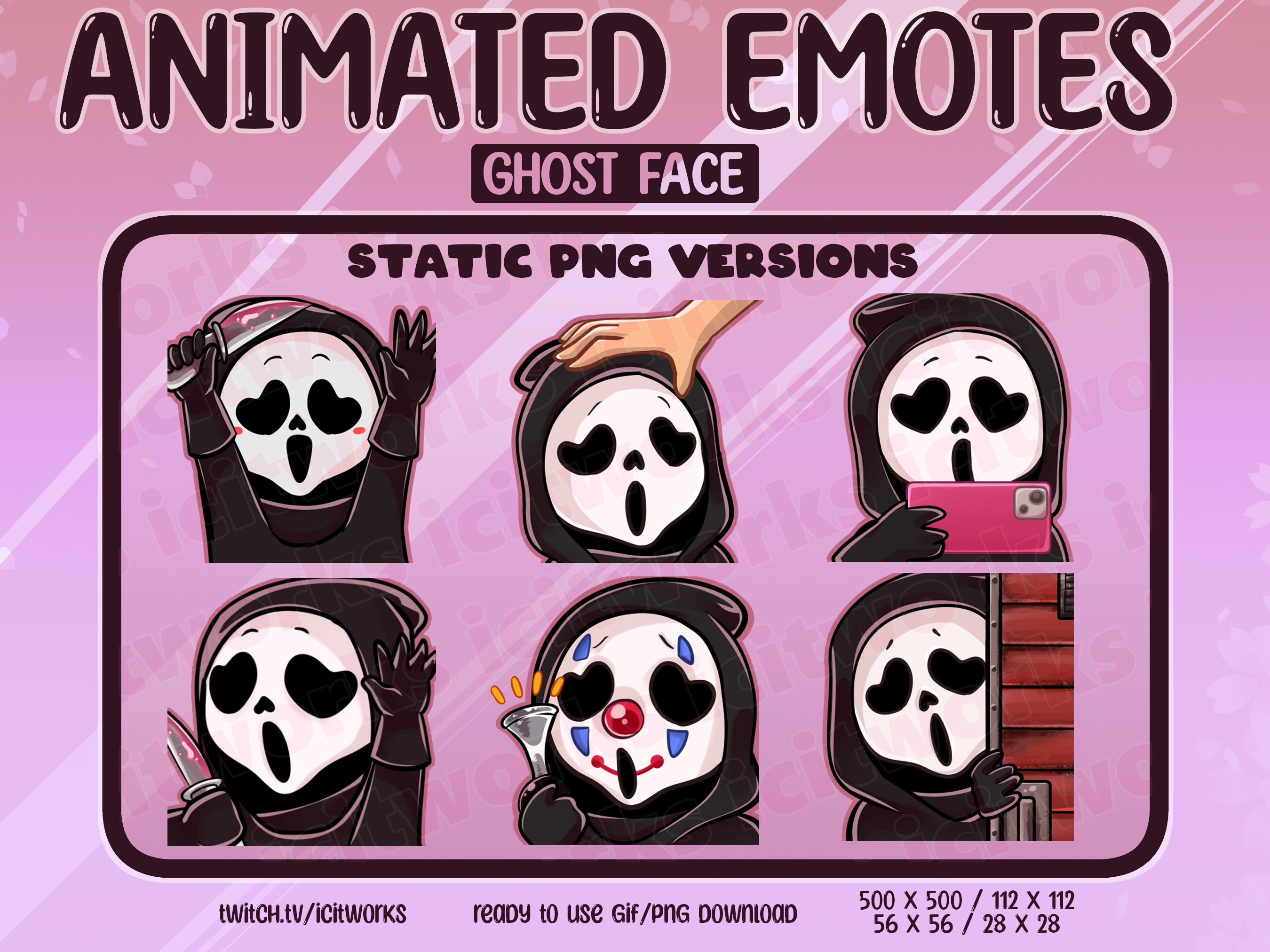 ANIMATED Ghost Face Chibi Cute Twitch Emotes Set of 6 DBD Dead by ...