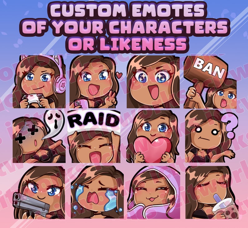 Custom Chibi Emote Twitch Sub Emotes Static Emojis Commission ...