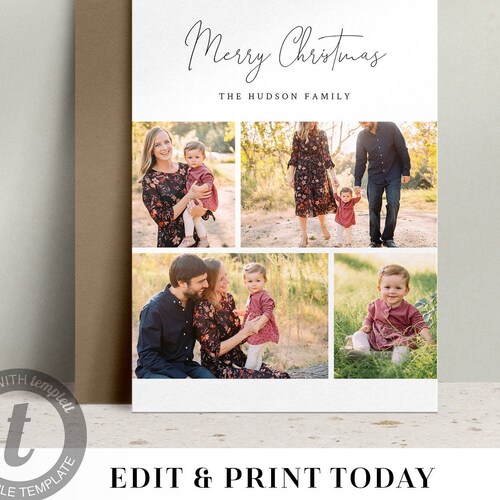 CHRISTMAS Family Photo Editable Printable Card Personalized | Etsy
