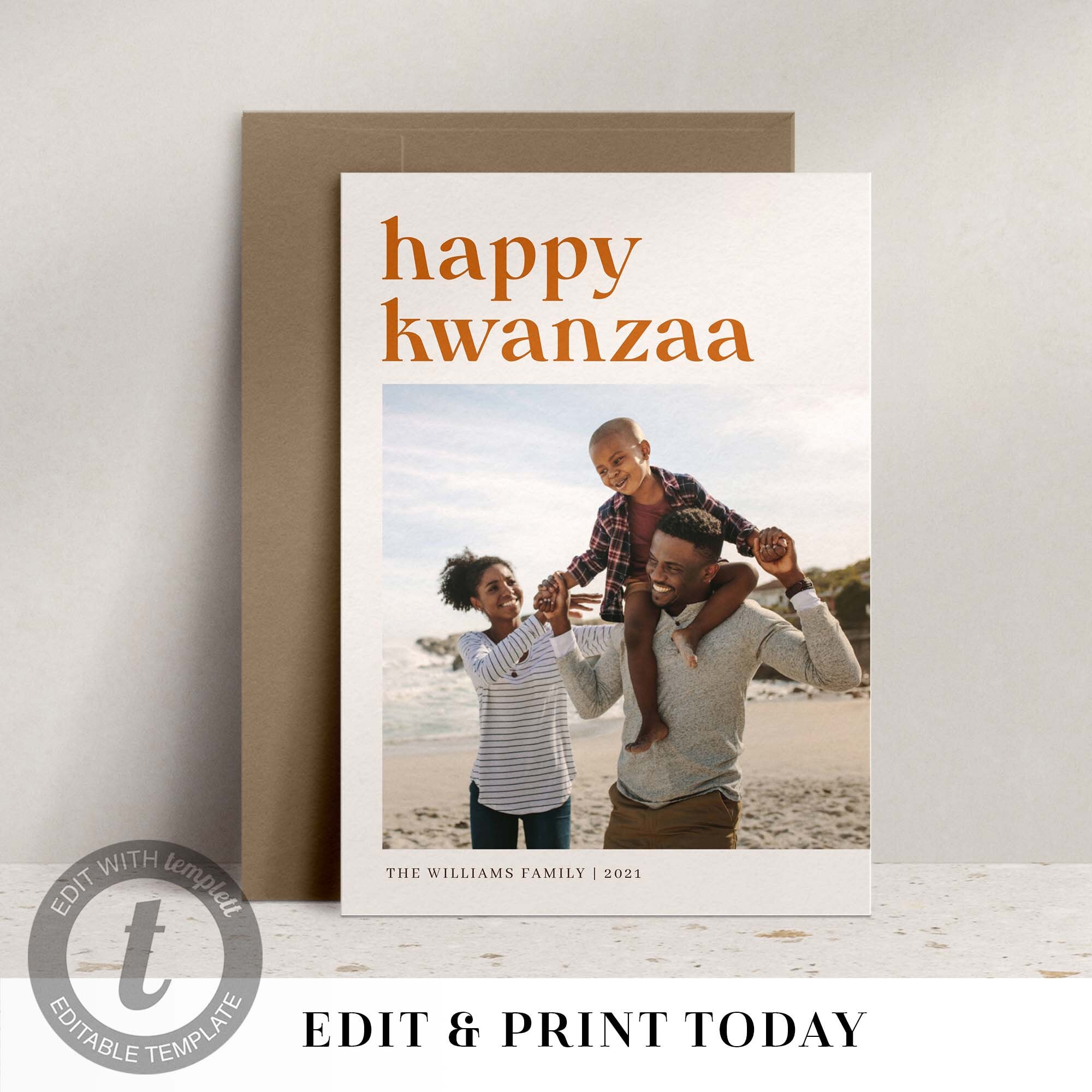 Templett Instant Download CC126 Editable Kwanzaa Holiday Card Printable ...