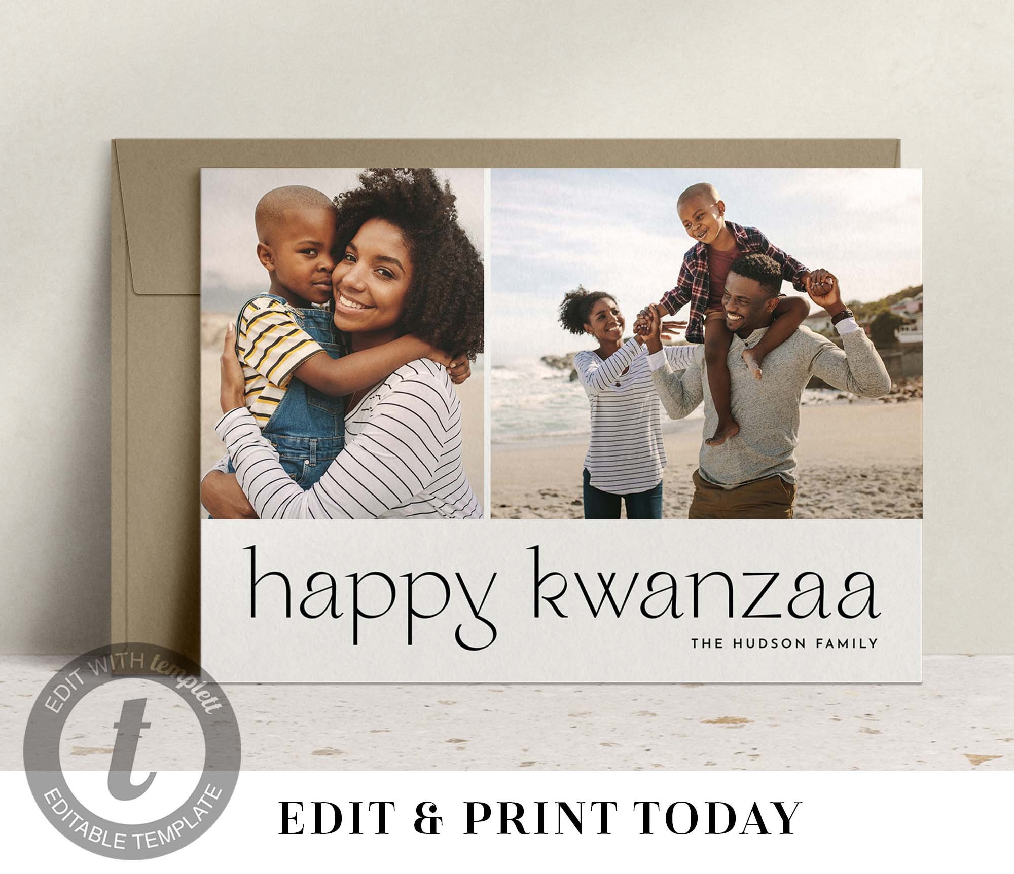 Templett Instant Download CC126 Editable Kwanzaa Holiday Card Printable ...