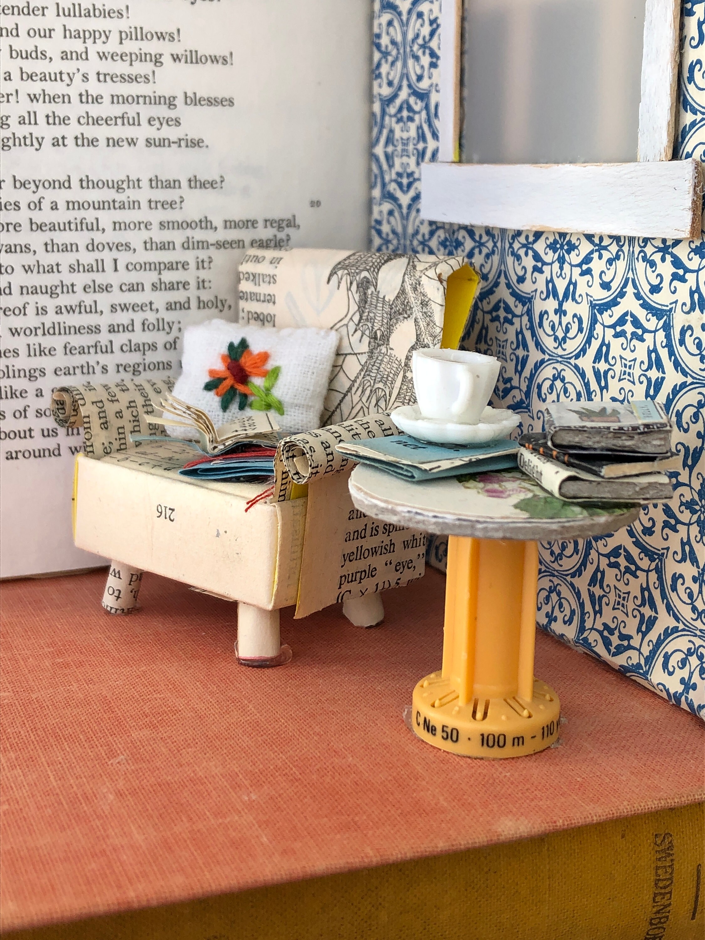 Poetry Corner Bookend Book Nook / Bookshelf Decor With Lights. Book Art ...