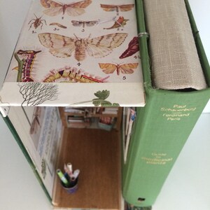 Book Nook Miniature Library Bookshelf Bookend With Lights, Botanical ...