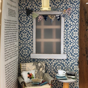 Poetry Corner Bookend Book Nook / Bookshelf Decor With Lights. Book Art ...