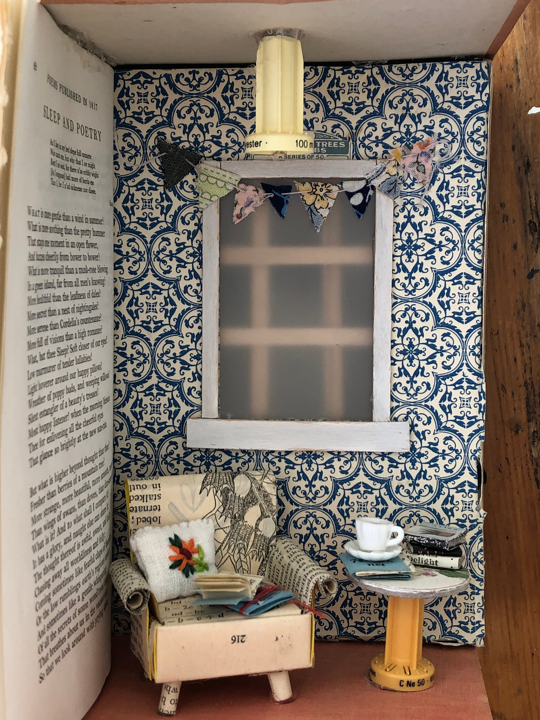 Poetry Corner Bookend Book Nook / Bookshelf Decor With Lights. Book Art ...